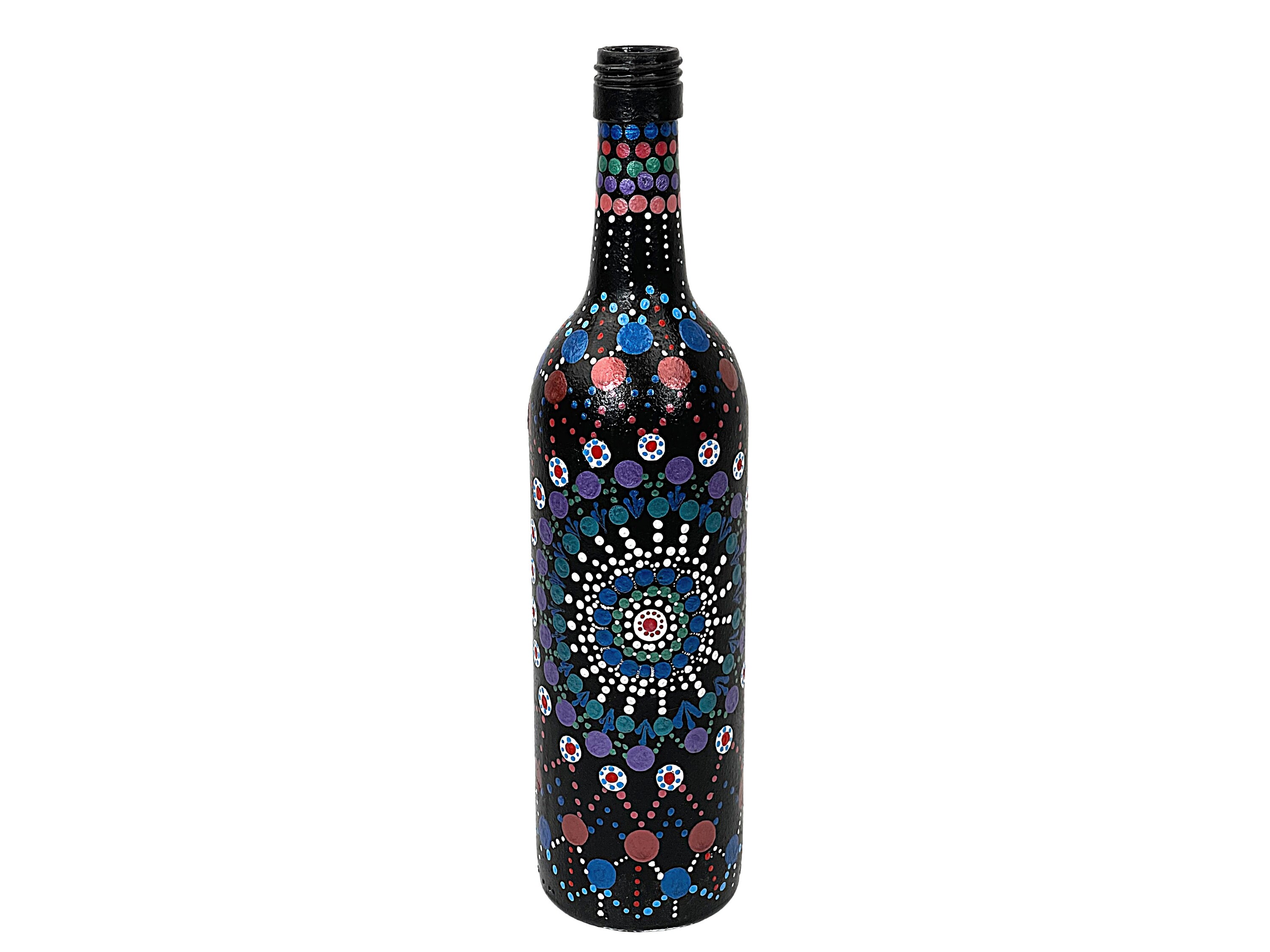 Hand-painted Mandala Art Bottle Bohemian Elegance Metallic - Etsy