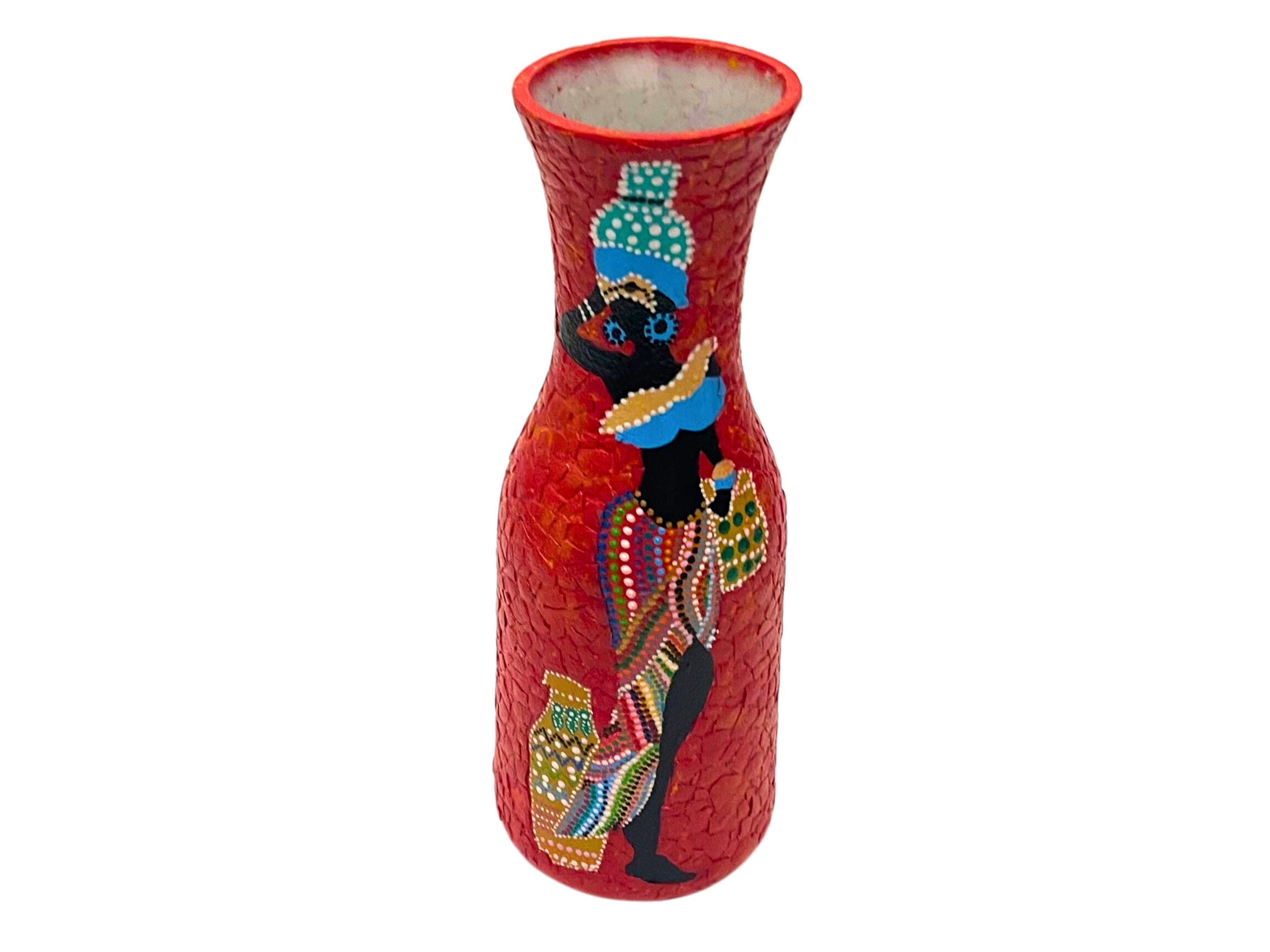 African Woman Vase | Tribal Water Pot Design | Mandala Art | Unique ...