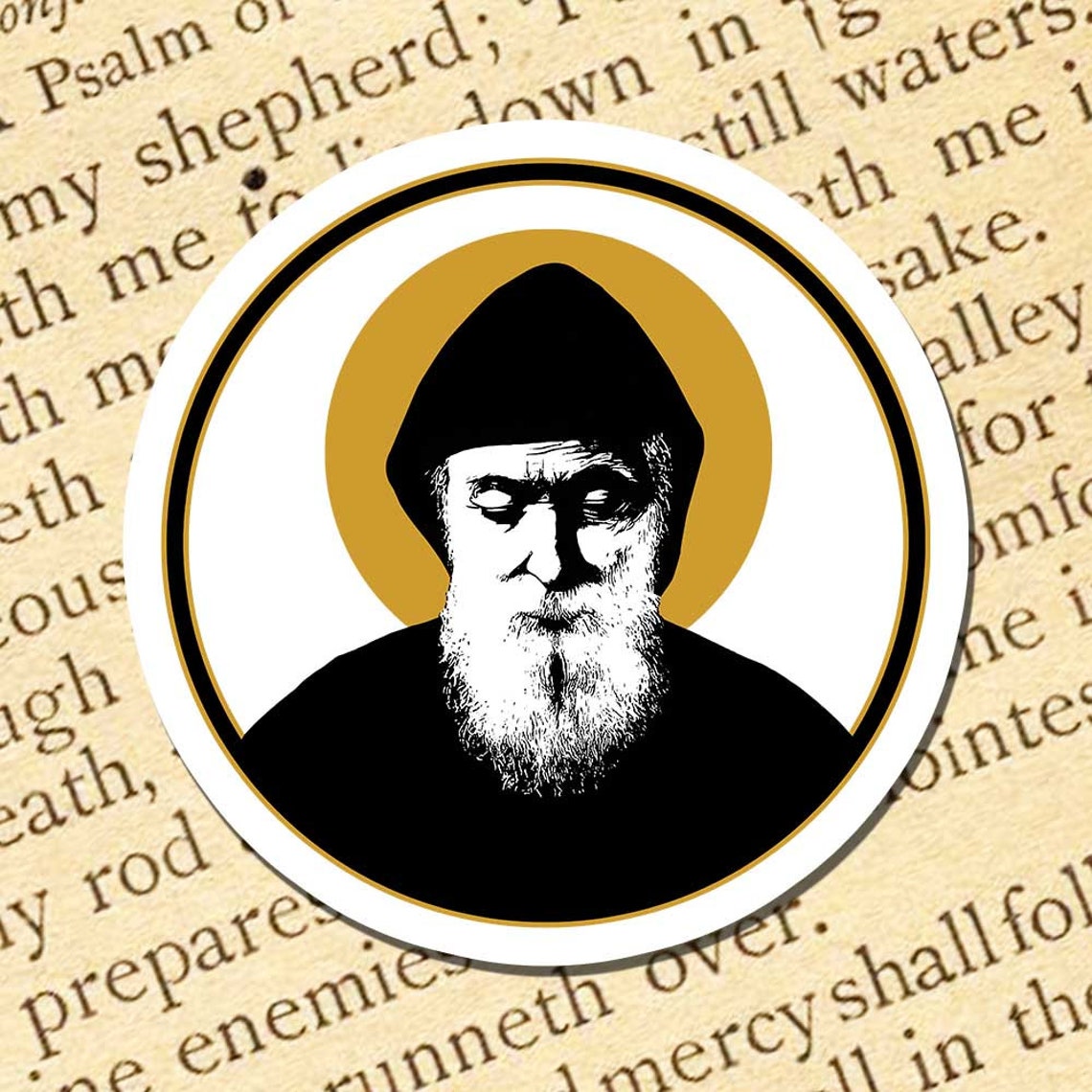 Saint Charbel Vinyl Sticker, Waterproof, UV Resistant, Catholic Decal ...