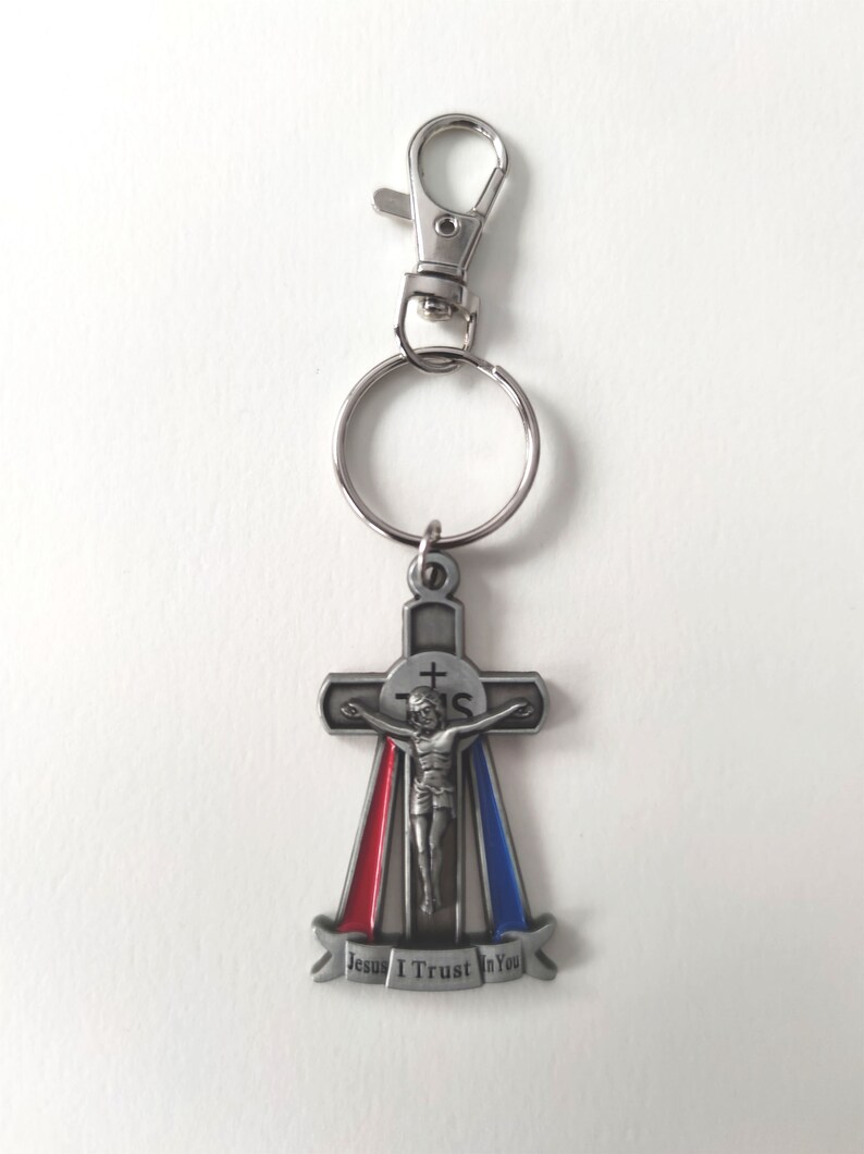 Divine Mercy Crucifix Keychain, Jesus Christ on the Cross, Catholic ...