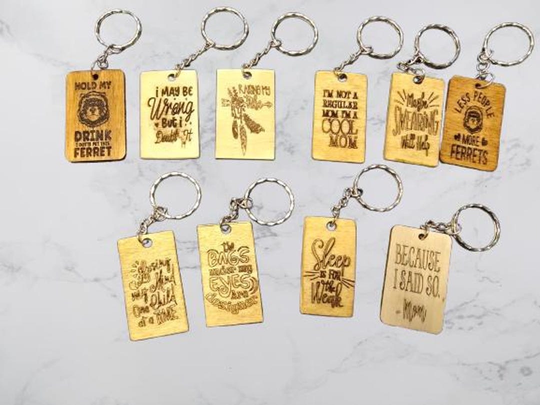 Wooden Keyrings With Fun Slogan/saying - Etsy