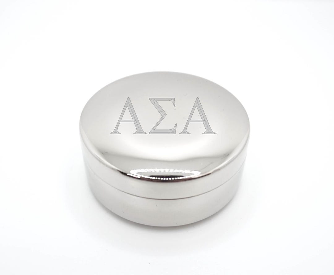 Sorority Jewelry Box Silver Container Velvet Lined Trinket Storage ...