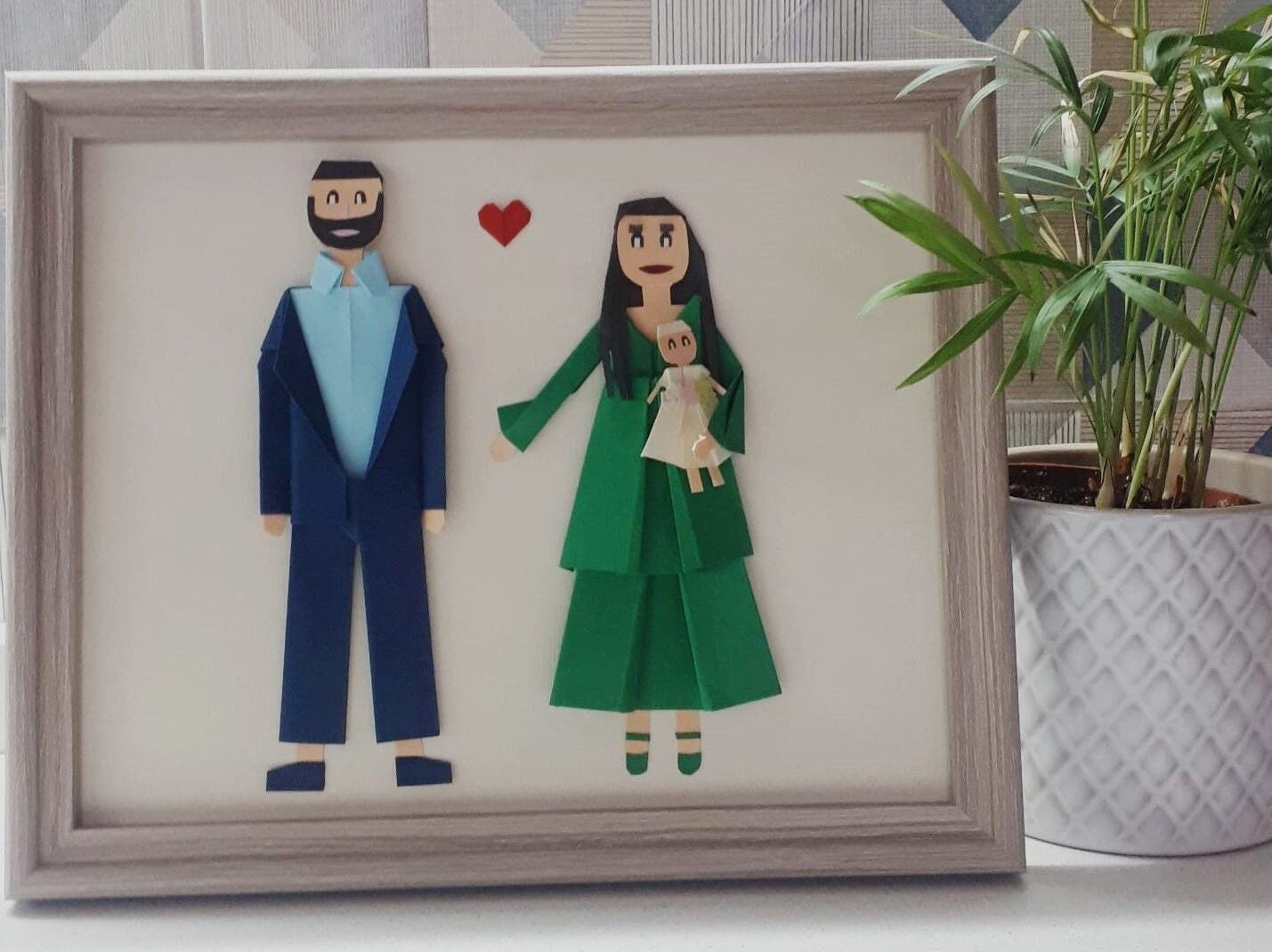 Origami Framework Origami Family Portrait Paper Portrait - Etsy