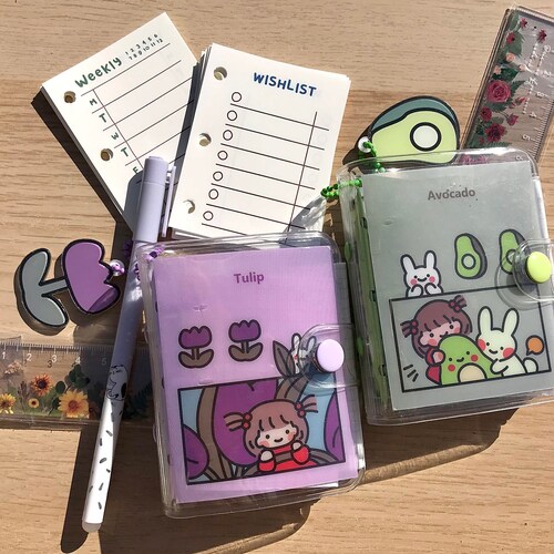 Colorful Transparent Glitter Mini 3 Ring Binder Diary Journal - Etsy