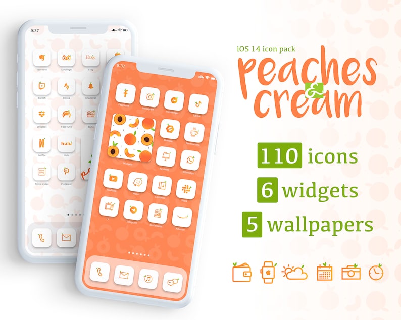 PEACHES N CREAM | Aesthetic Theme for iPhone Ios 14 Customization Kit ...