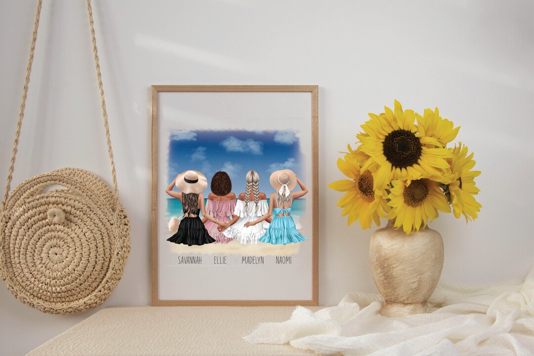 Four Best Friends Print | Custom Friends Print | 4 Friends Gift | Best ...