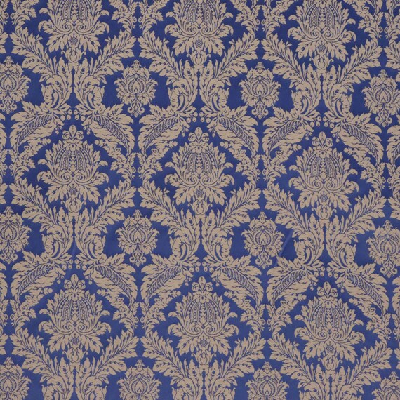 Alderton Damask Navy and Gold Fabric Cotton Blend 140cm - Etsy