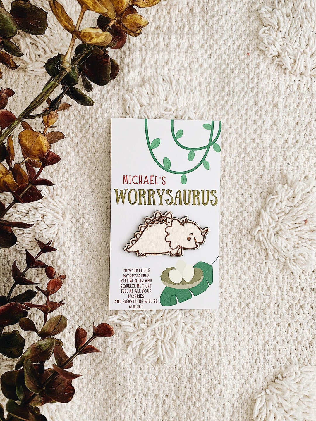 Personalised Worrysaurus Worry Pocket Hug Token Gift | Worry Token ...
