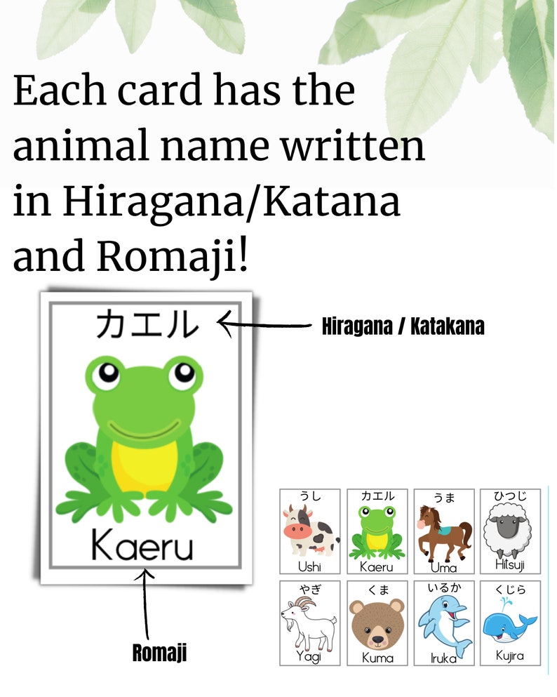 Learn Animals in Japanese 24 Flashcards Hiragana, Katakana and Romaji ...