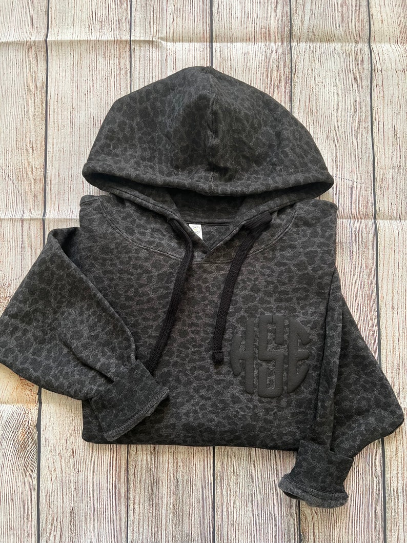 Leopard Monogram Hoodie, Leopard Mama Hoodie, Black Leopard Hoodie ...