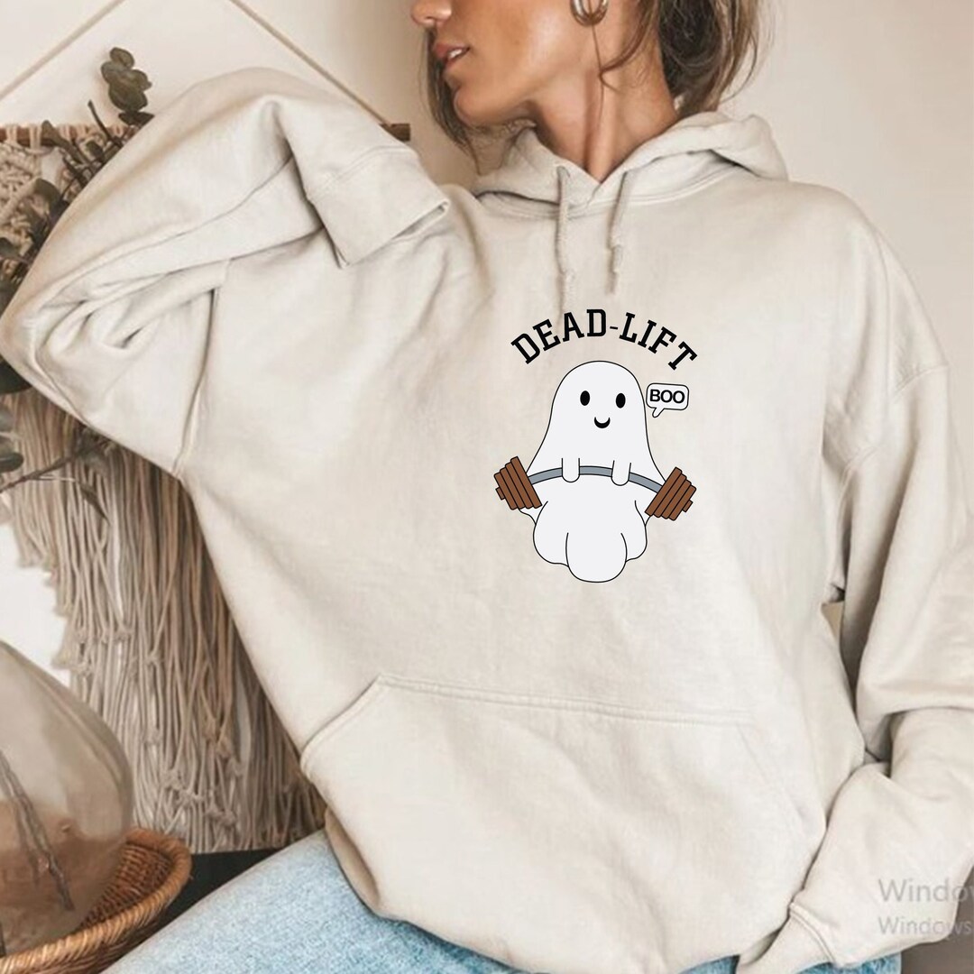 Funny Ghost Deadlift Hoodie, Halloween Gym Sweatshirt - Etsy