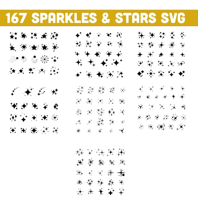 Sparkles Bundle Svg, Sparkle Svg, Stars Svg, Sparkle Cut File, Galaxy Svg, Sparkle Clipart ...