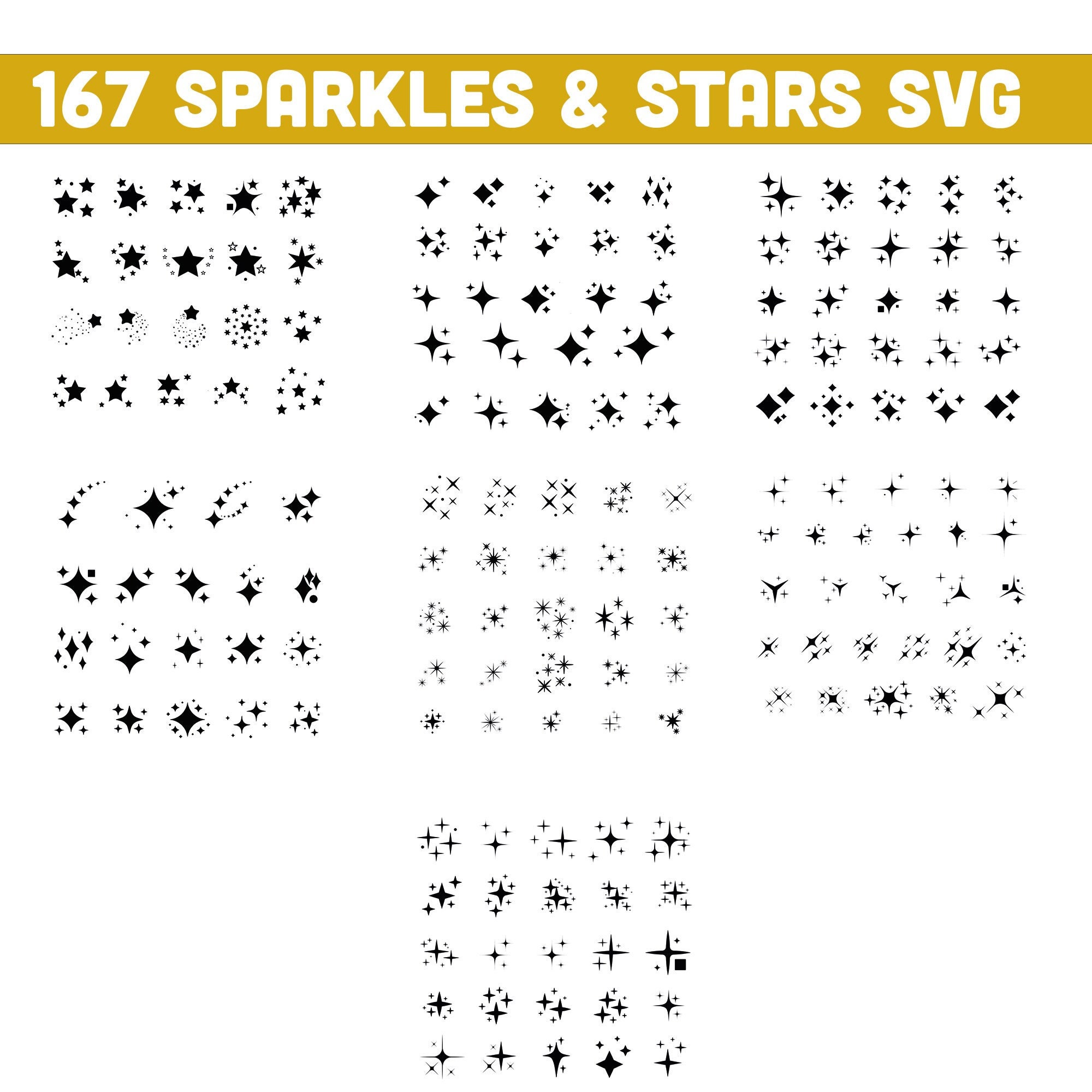 Sparkles Bundle Svg, Sparkle Svg, Stars Svg, Sparkle Cut File, Galaxy Svg, Sparkle Clipart ...