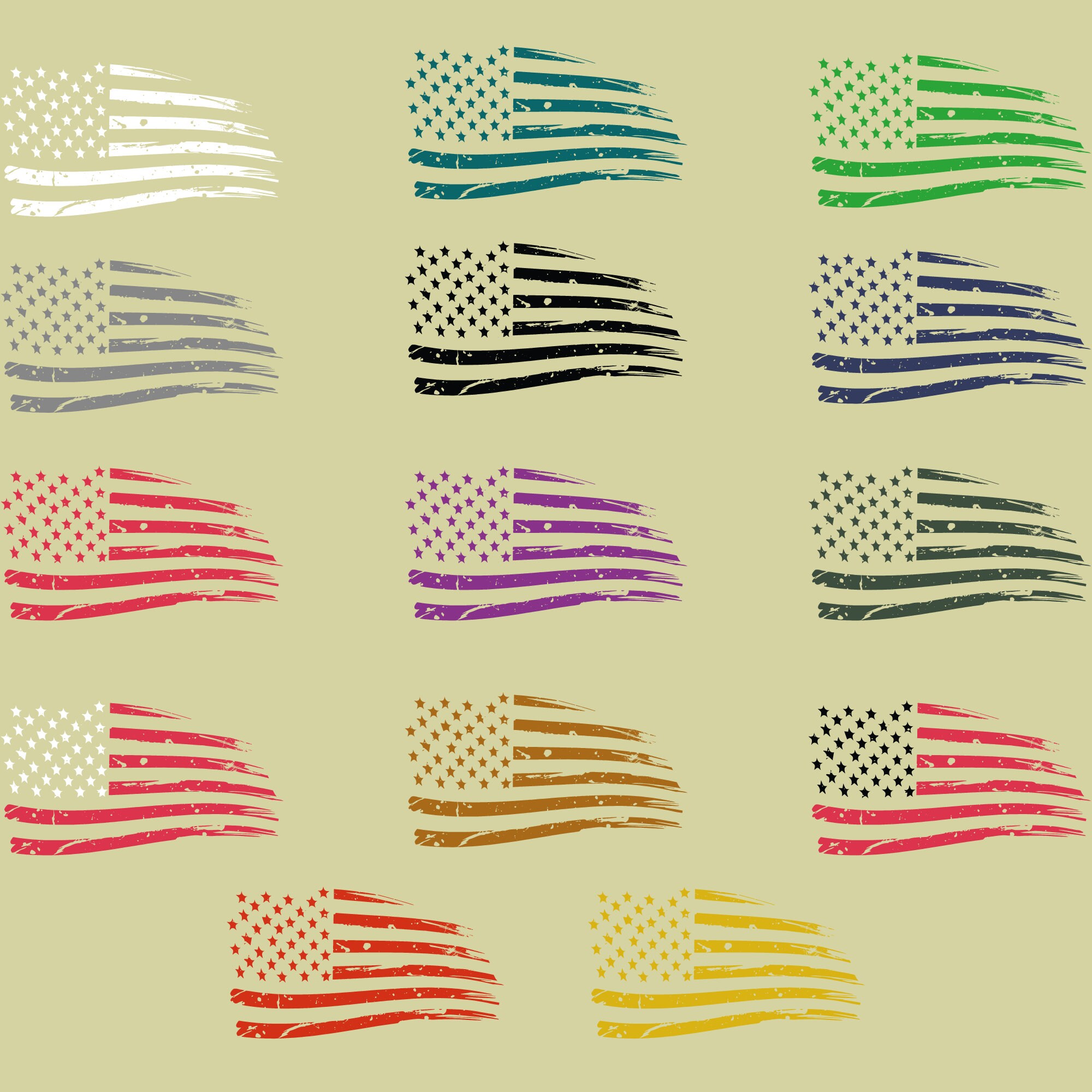 American Flag PNG Bundle of 14 Colors American Flags - Etsy