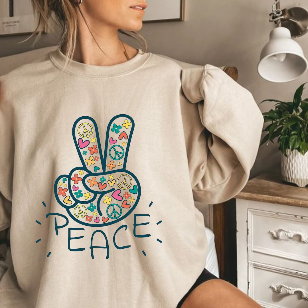 Peace Sign Sweatshirt, Peace Symbol Sweatshirt, Hippie Sweatshirt - Etsy