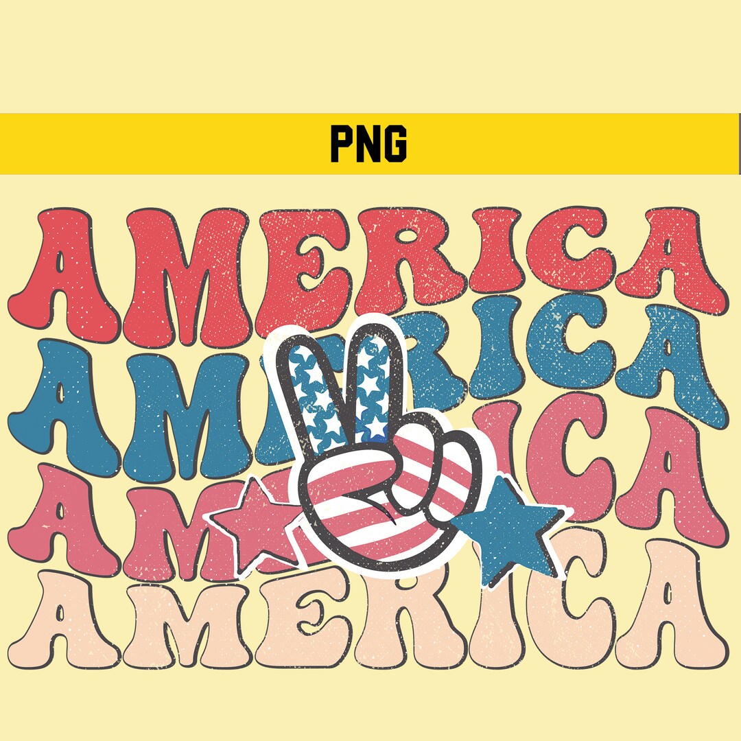 Retro America Peace Sign PNG: 4th of July (digital Download) - Etsy