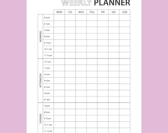 Hourly Weekly Schedule Portrait, Weekly Planner Printable, Week at a ...