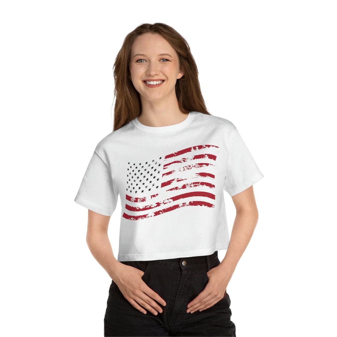 American Flag Cropp Shirt Usa Flag Cropped T-shirt 4th of July Top ...