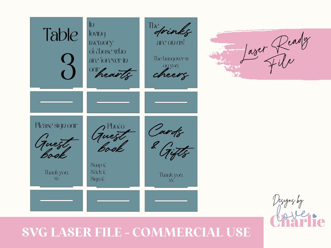 Wedding Table Sign SVG Bundle | Laser Cut Files - Etsy