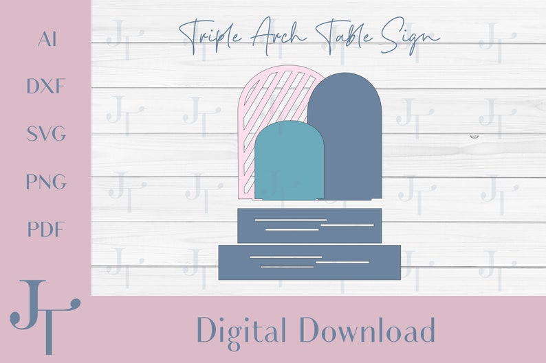 Triple Arch Table Sign Laser Cut File, Arch Sign SVG, Table Number ...