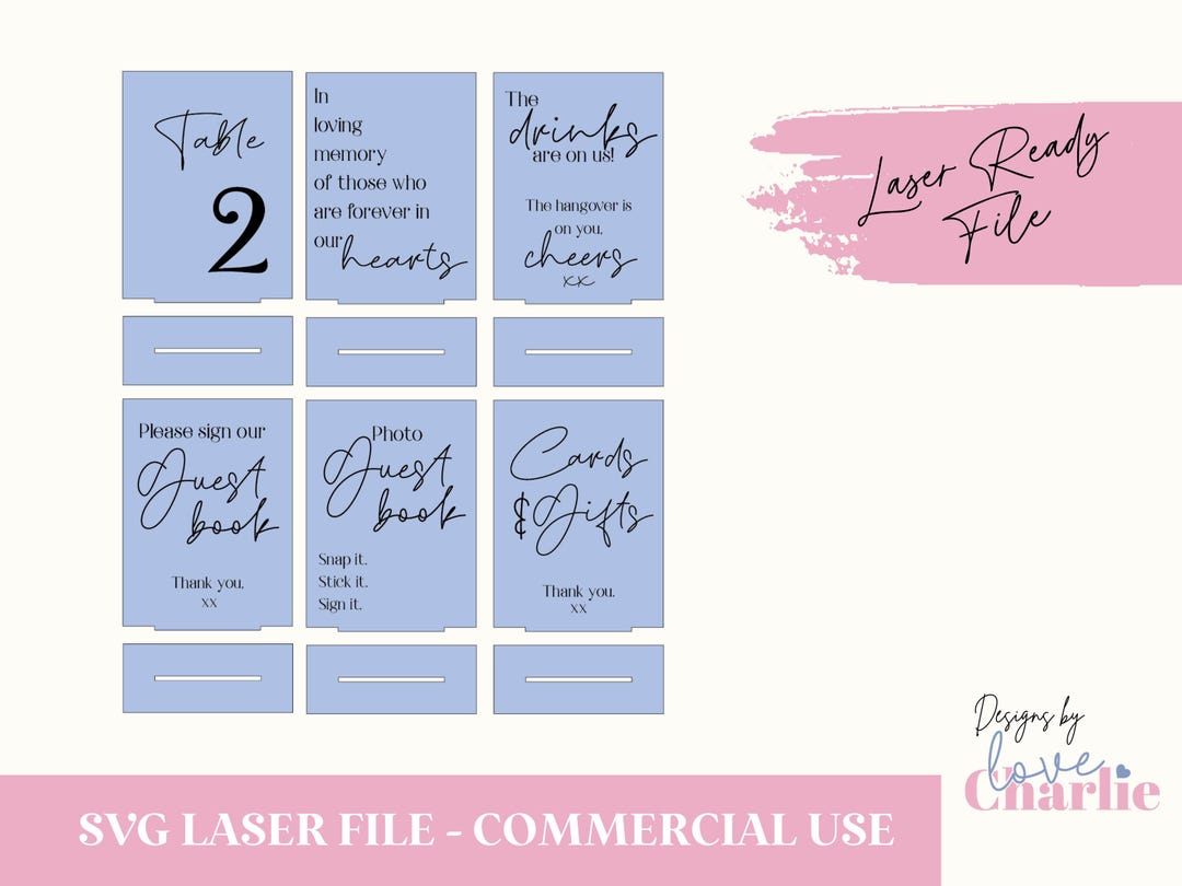 Wedding Table Sign SVG Bundle | Table Sign Bundle for Laser Cutters ...