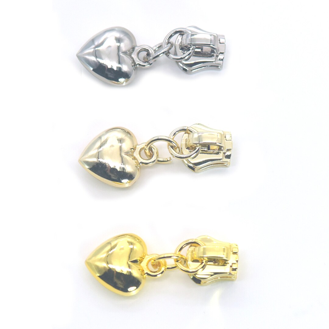Buy Zipper Puller 5 Love Heart Shaped Zinc Alloy Repair Replace Kit DIY ...