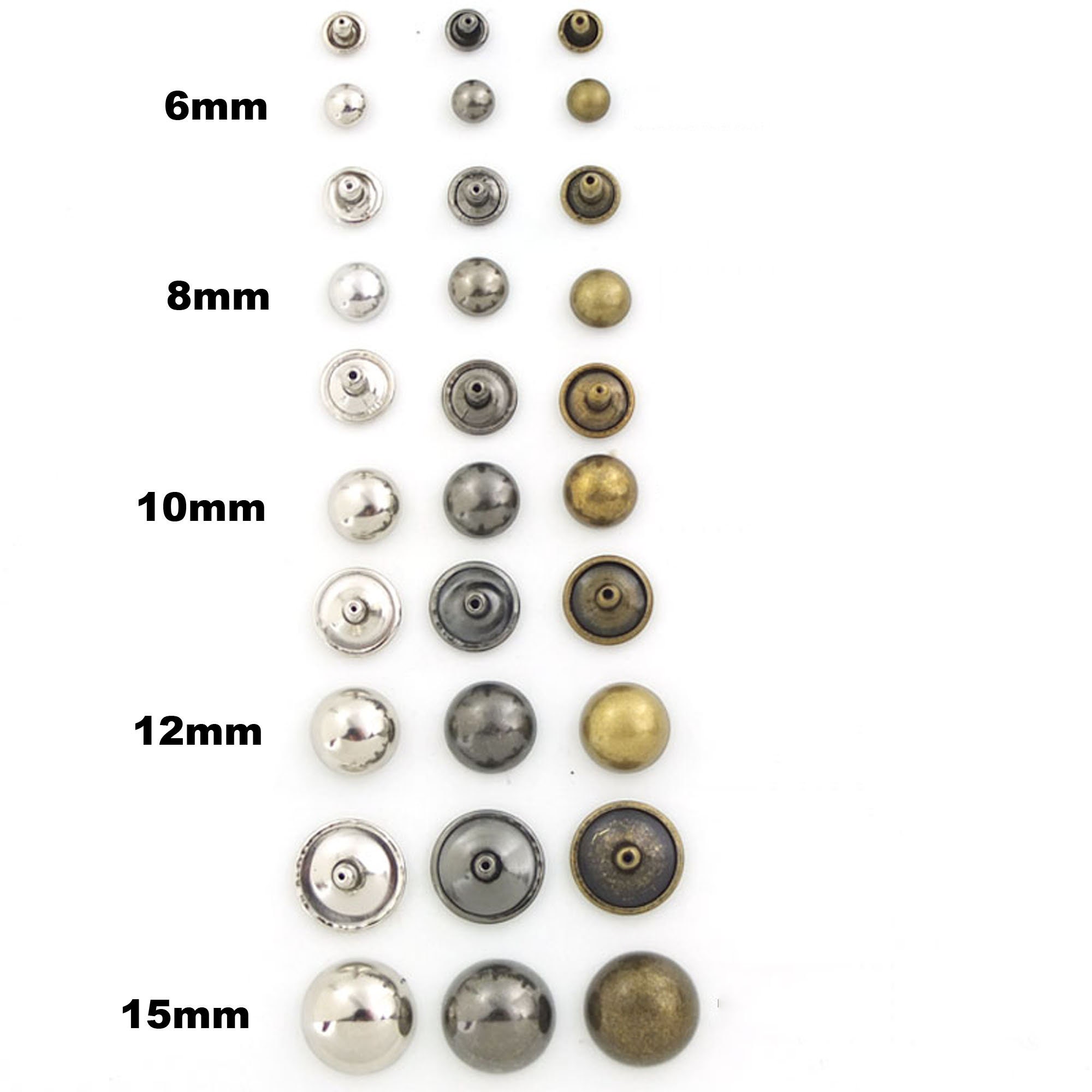 Domed Rivet Cap Double Mushroom Metal Stud Rapid Leather Craft Spike 6 ...
