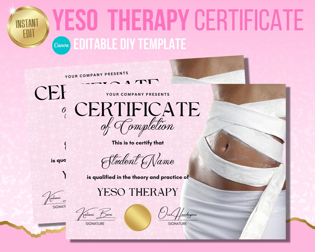 Yesotherapy Body Contouring Certificate Yeso Therapy Diploma - Etsy ...