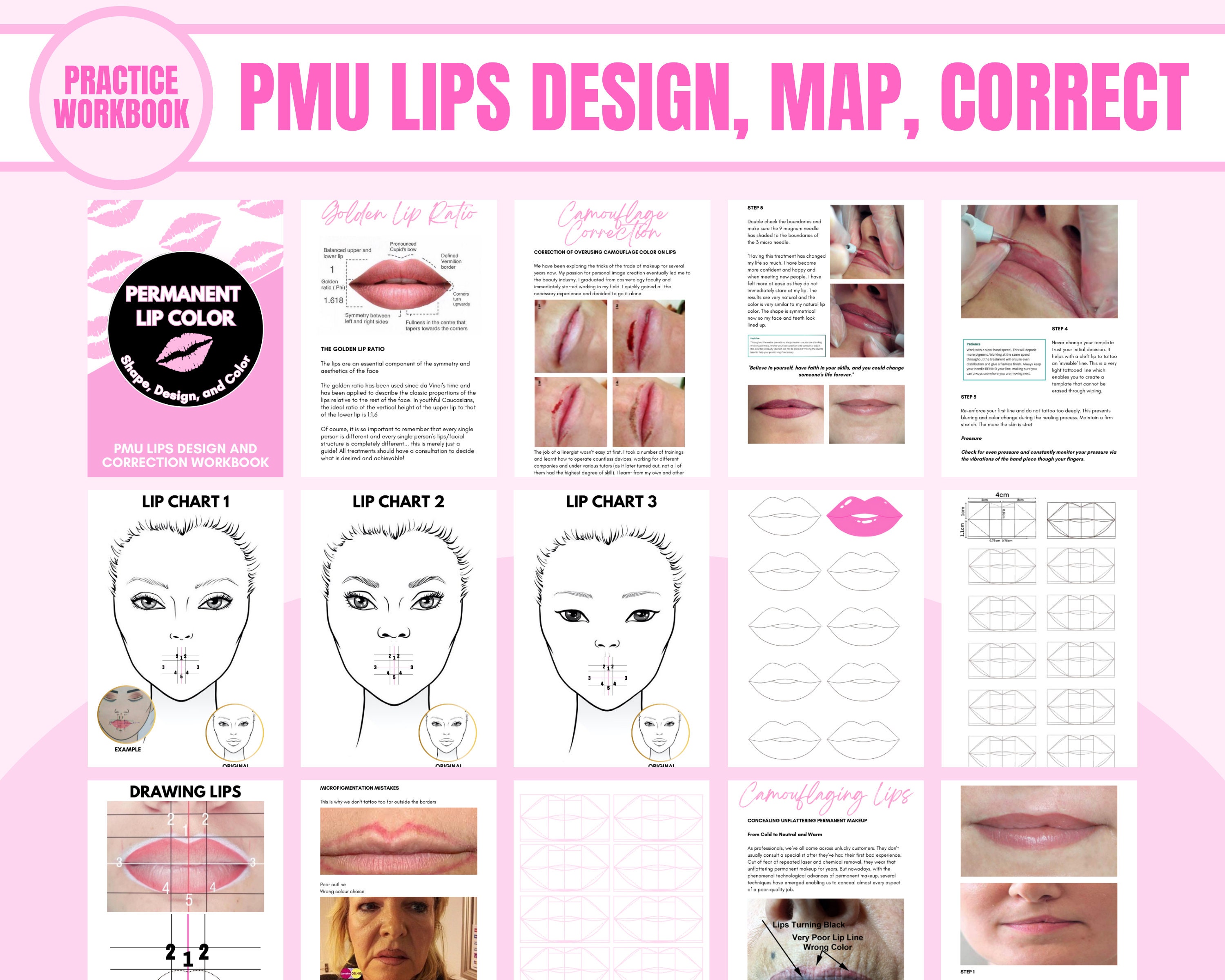 Editable Lip Blush Practice Workbook Lip Mapping Training - Etsy