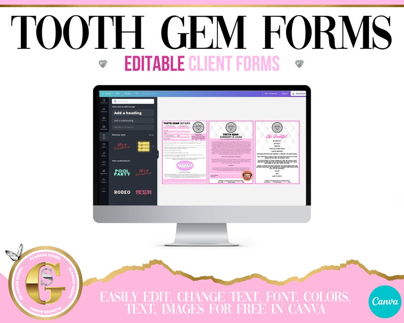 Tooth Gems EDITABLE Client Consent Forms Dental Intake Form - Etsy