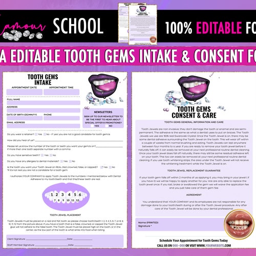 Tooth Gems Forms Teeth Gems Editable Intake Form Intake - Etsy