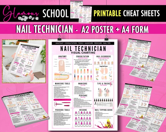 Nail Technician PRINTABLE Charts Quick Reference Guide for - Etsy