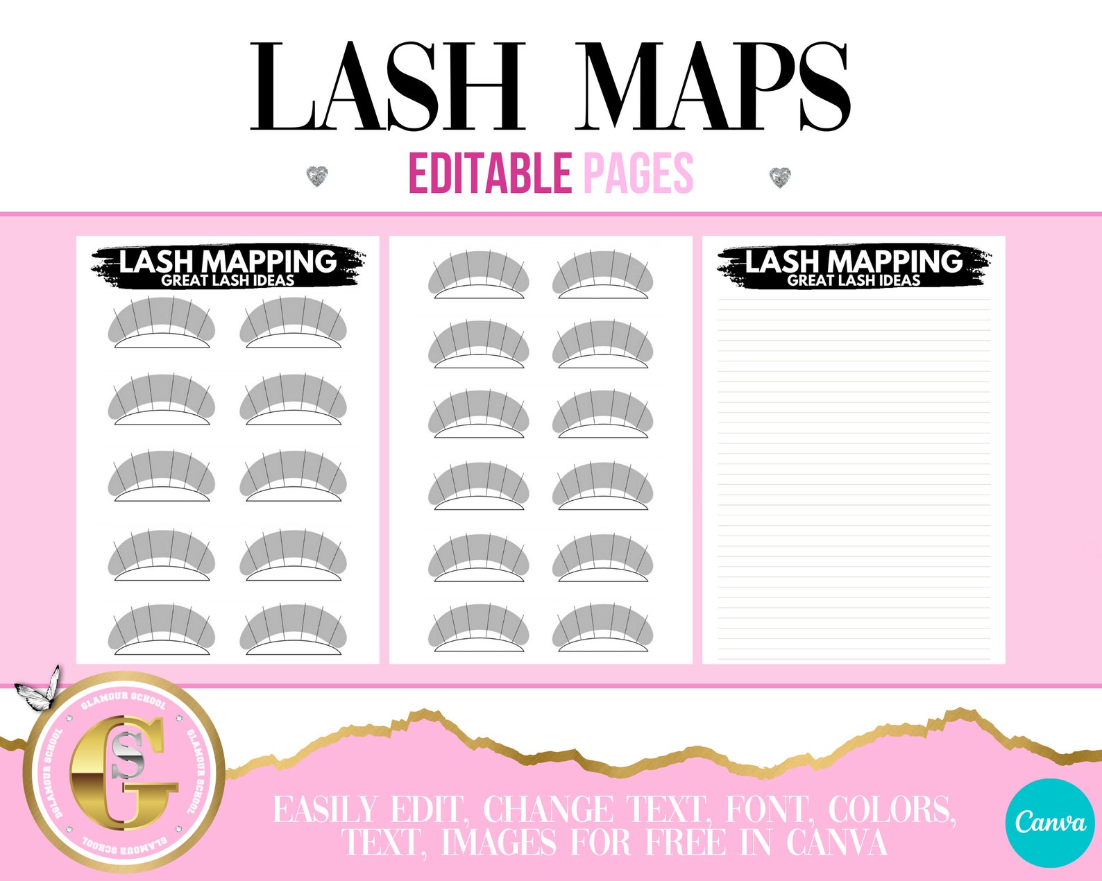 Lash Maps Lash Mapping Editable Forms Eyelash Extensions - Etsy