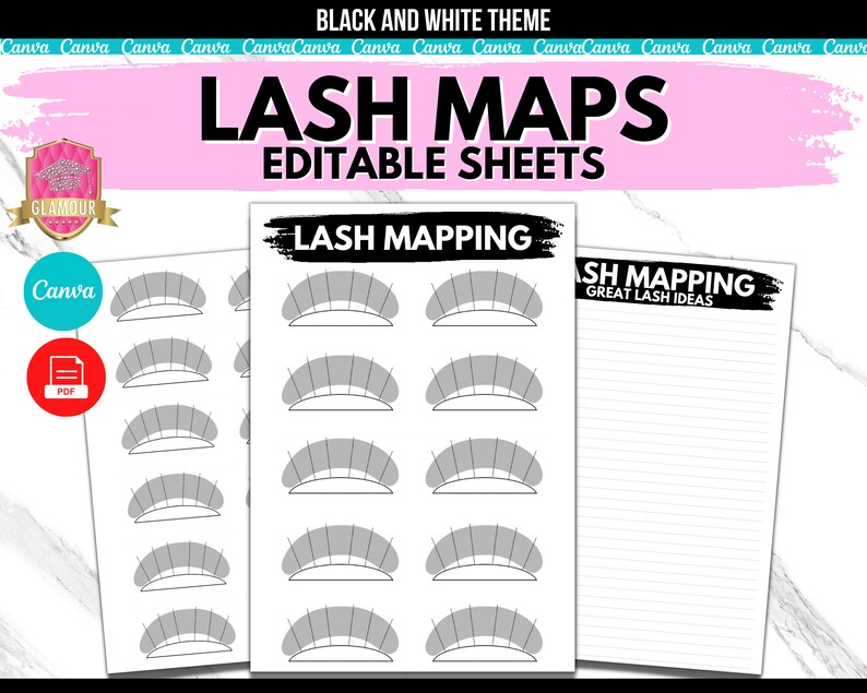 Lash Maps Lash Mapping Editable Forms Eyelash Extensions - Etsy