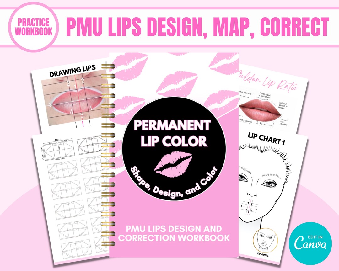 Editable Lip Blush Practice Workbook Lip Mapping Training - Etsy