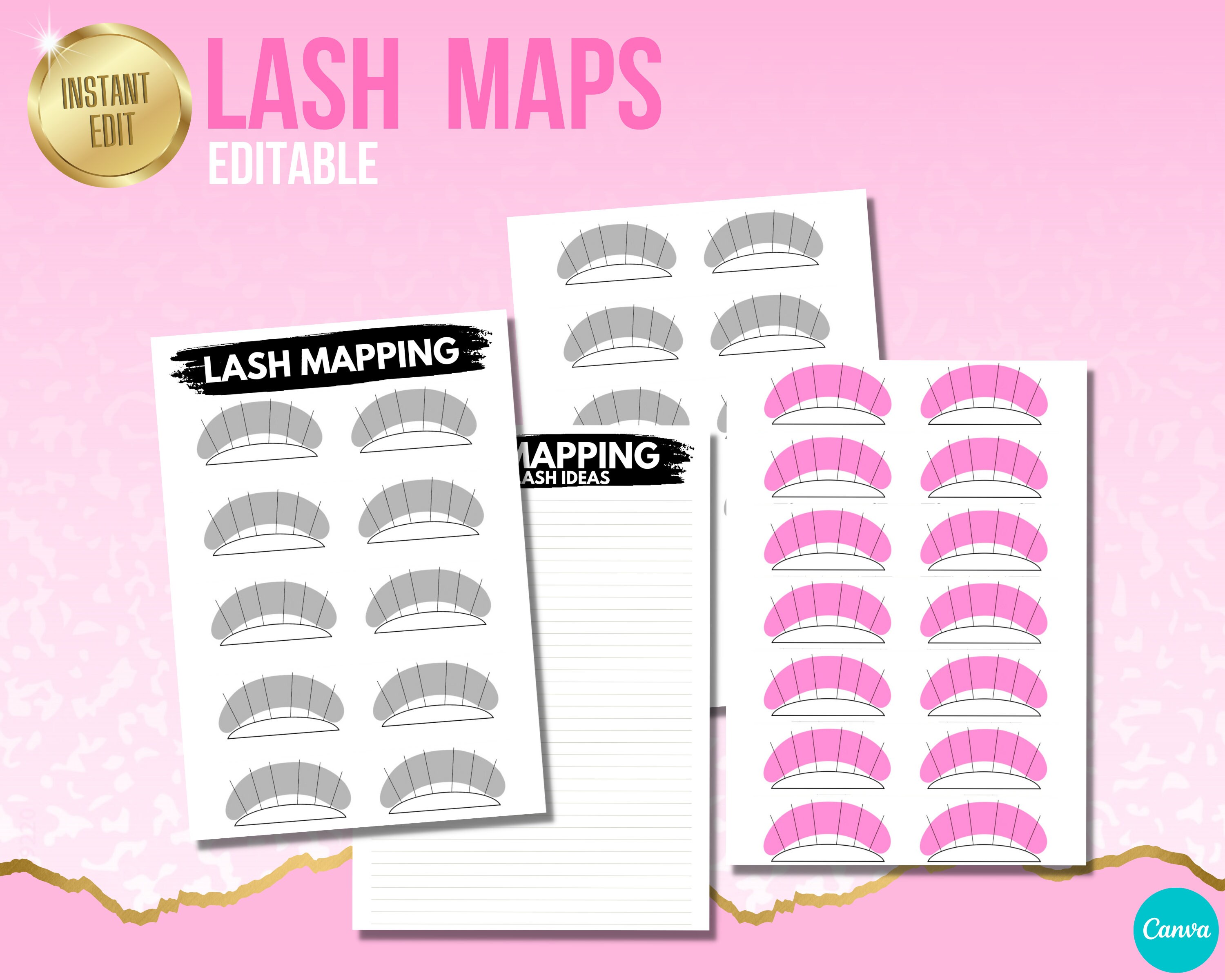 Lash Maps Lash Mapping Editable Forms Eyelash Extensions - Etsy