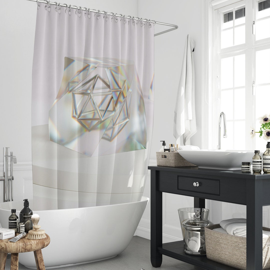 Minimalist Transparent Prisma Shower Curtain, Simplicity Crystal Solid ...