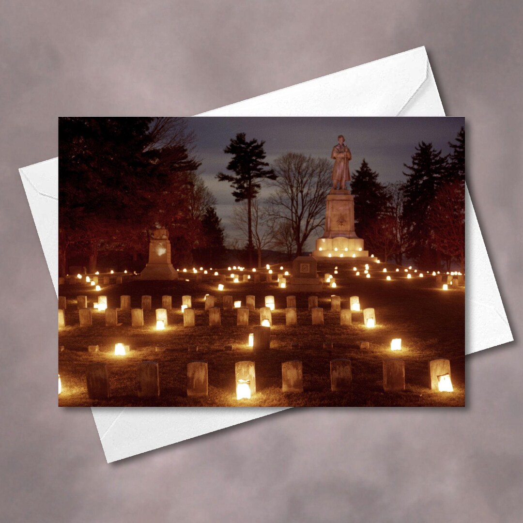 Antietam Cemetery With Luminaries, 5x7 Greeting Card, Blank Inside ...