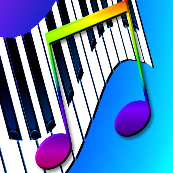 A Wavy Piano Keyboard, Printable Digital Art, Large Treble Clef ...