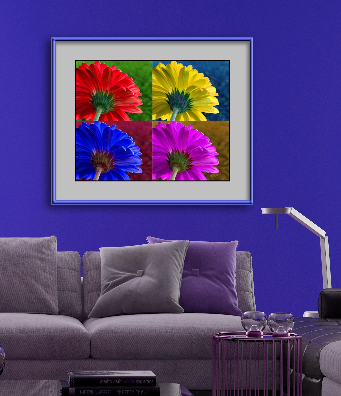 Daisy Pop Art Image, Eye-popping Colors, 4 Daisies, 4 Color Combos ...