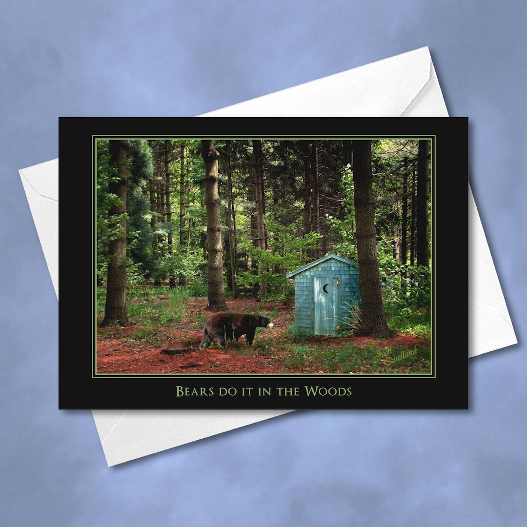 Humorous Bear & Outhouse Greeting Card (5x7 With Envelope) - Etsy