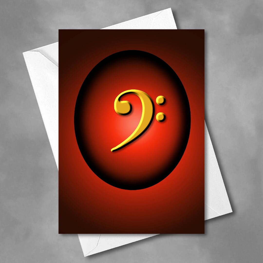 Bass Clef Music Card: Red-hot Jazz Note, Musician Gift - Etsy