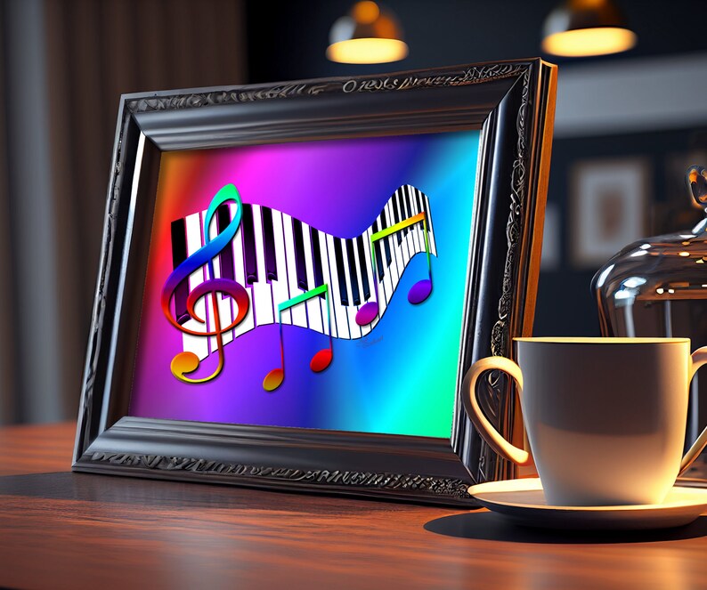 A Wavy Piano Keyboard, Printable Digital Art, Large Treble Clef ...