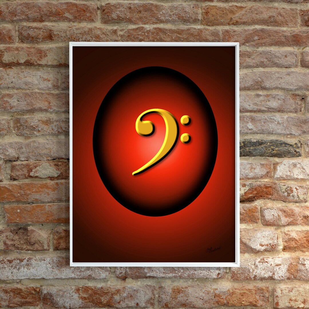 Golden Bass Clef Art Print Printable Download Musical Symbol Etsy