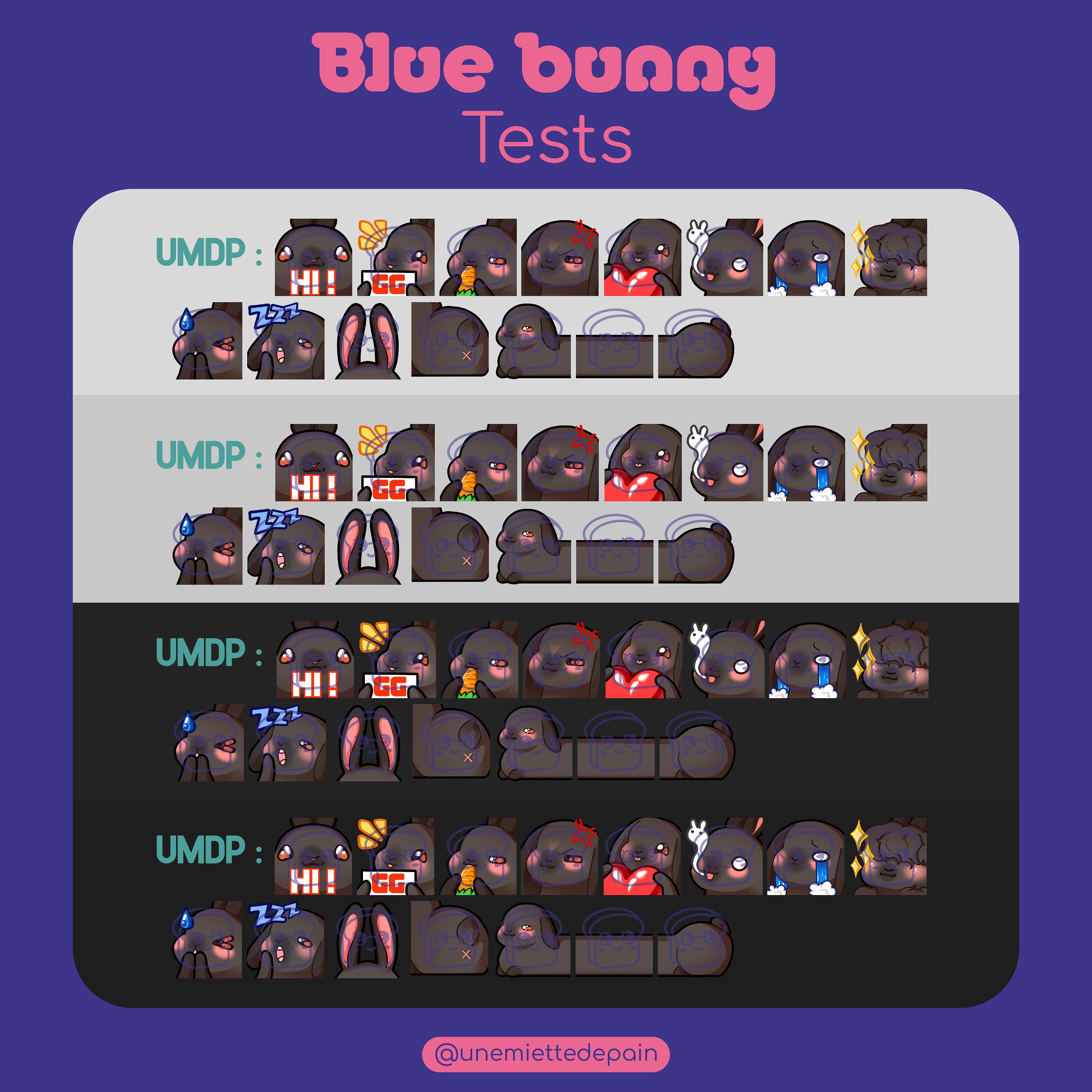 15 Blue Bunny Emote Pack Twitch Discord Tiktok Youtube Digital File to ...