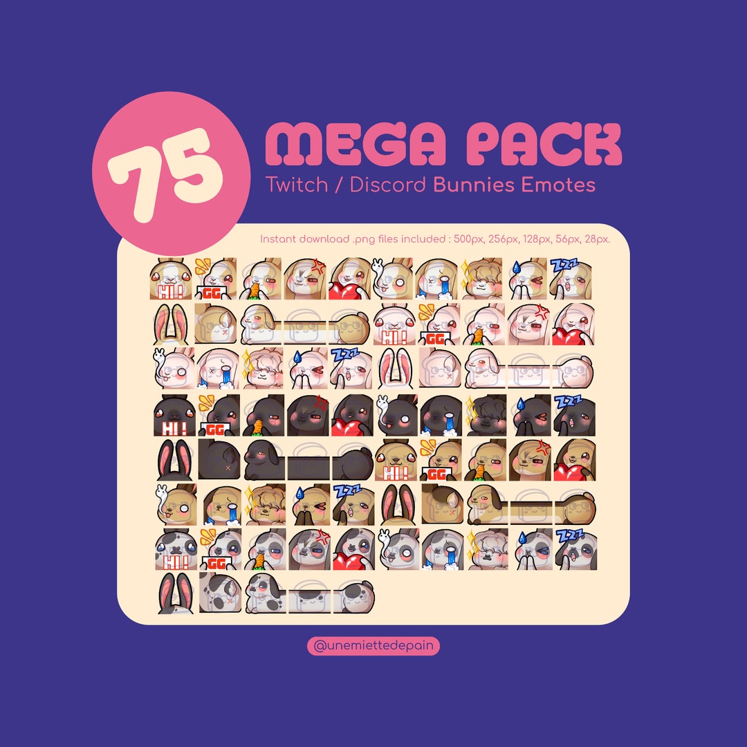 75 Bunnies MEGA Emote Pack | Twitch Discord Tiktok Youtube | Digital ...
