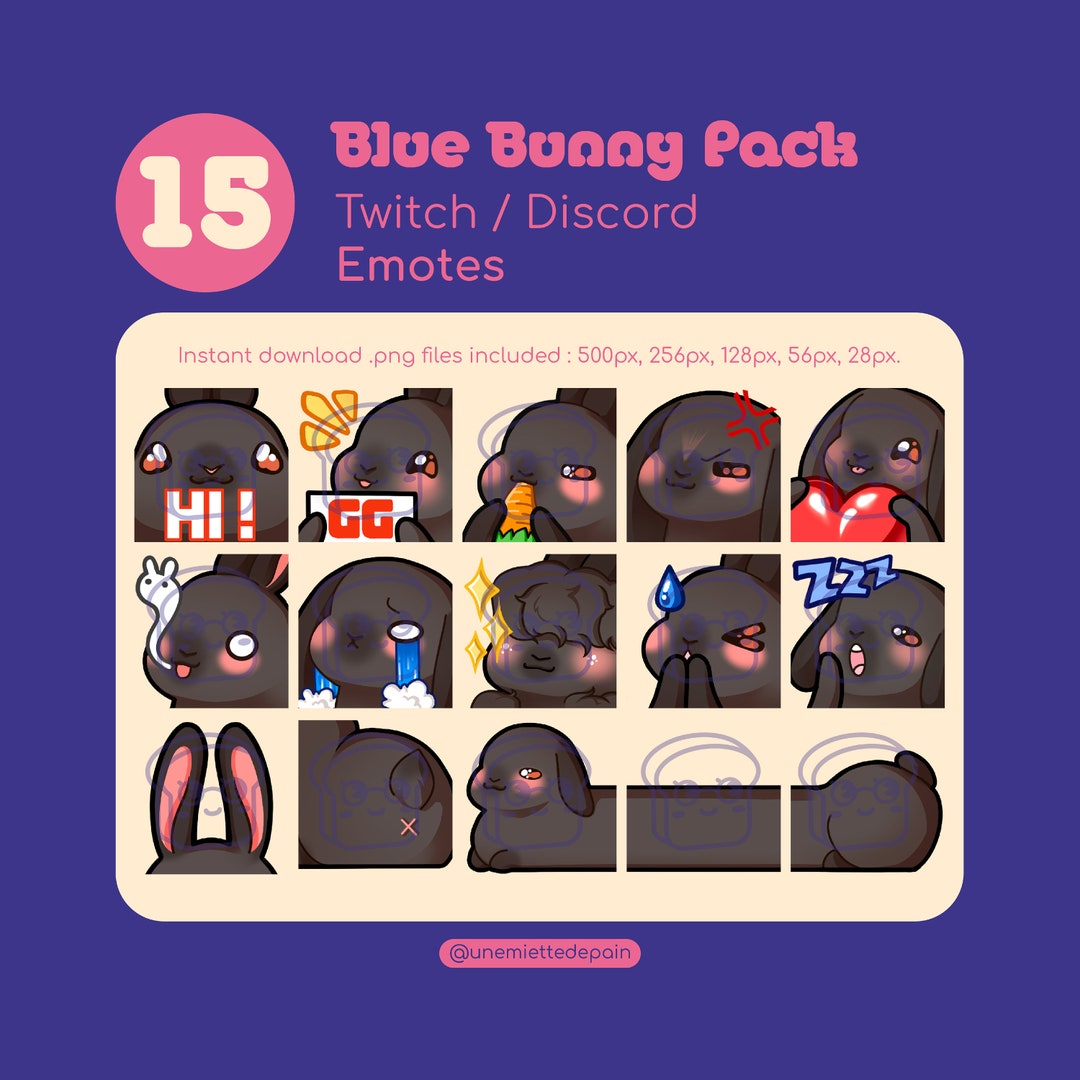 15 Blue Bunny Emote Pack | Twitch Discord Tiktok Youtube | Digital File ...