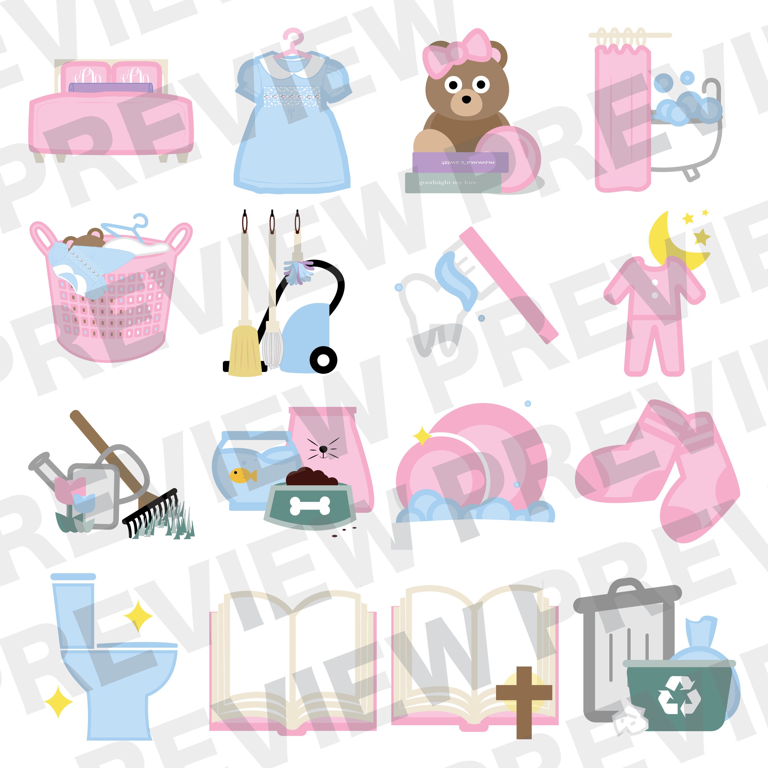 Downloadable Chore Chart Icons - Pink - Etsy