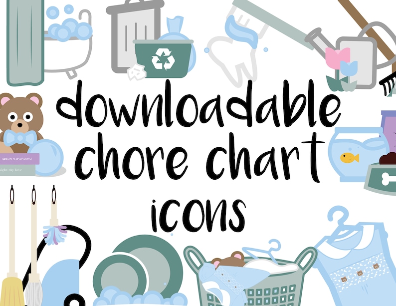 Downloadable Chore Chart Icons - Blue - Etsy