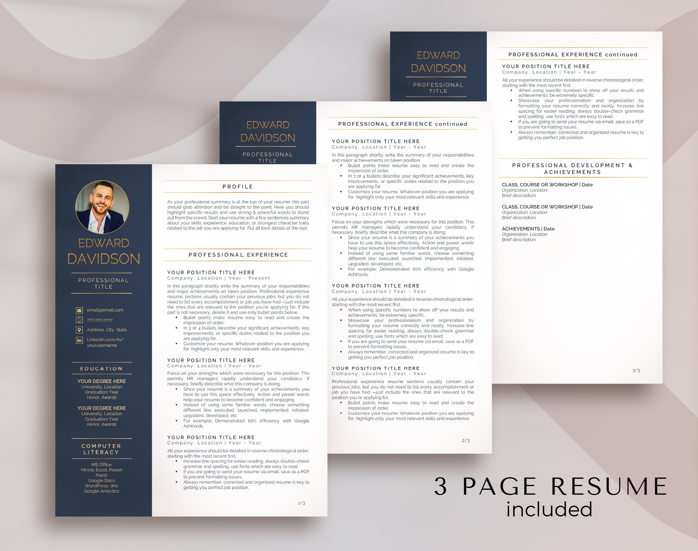 Executive Resume Template for Word, Google Docs, Professional CEO CV ...